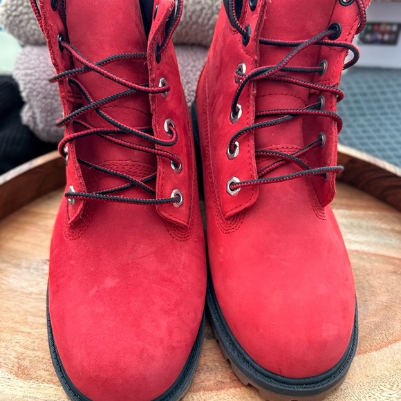 Timberland | Shoes | Timberland Red And Black Ankle Boots With Laceup ...